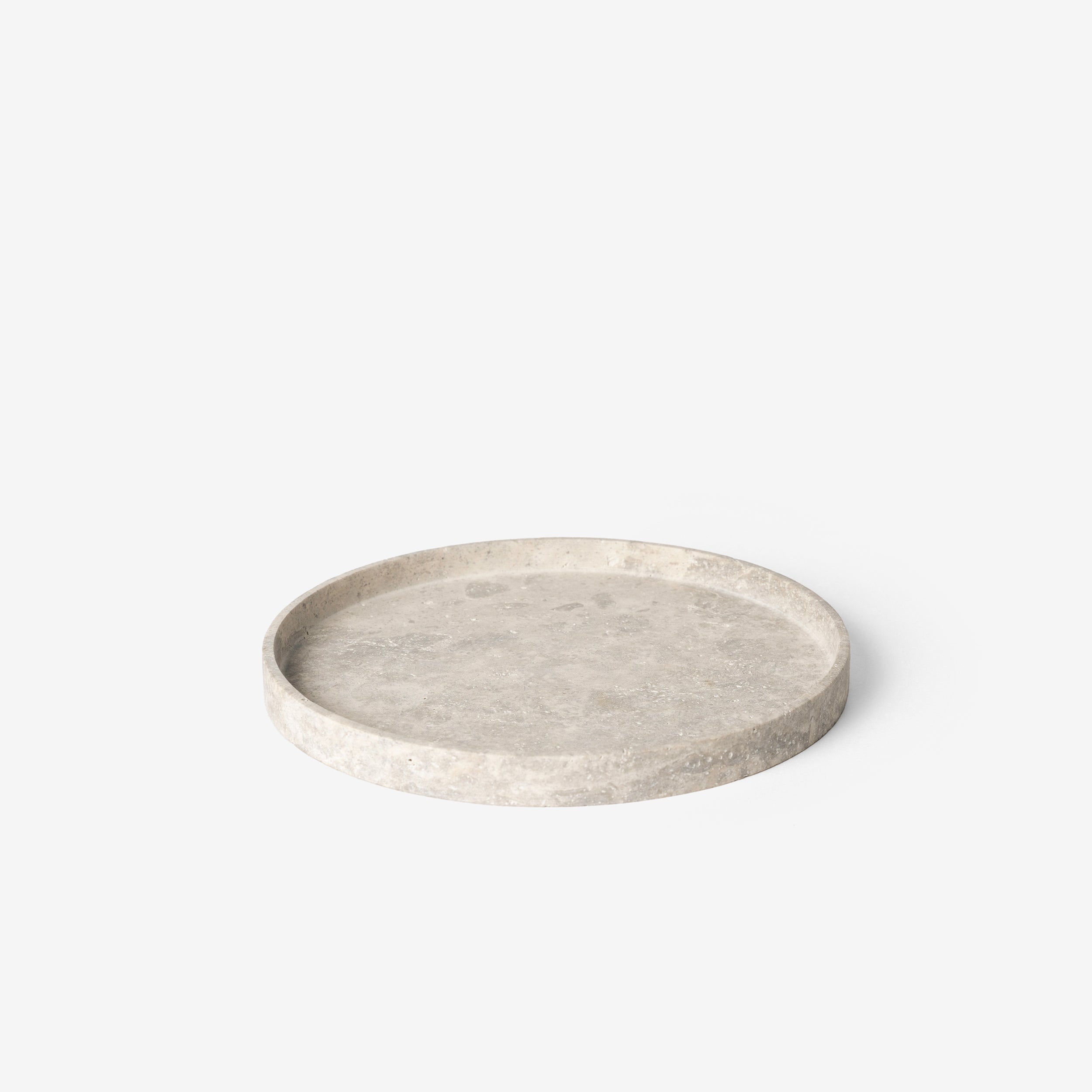 Round Tray, Gray Travertine – Leibal